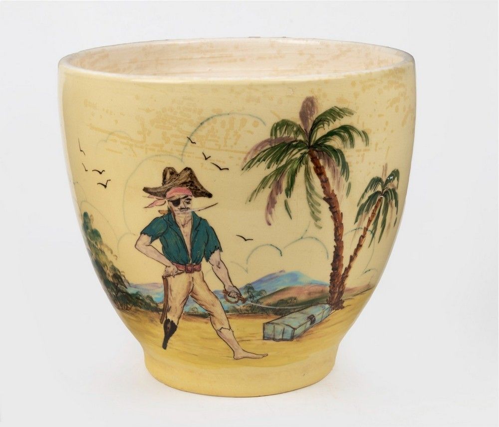 Guy Boyd Pirate Scene Yellow Glazed Pottery Planter Pot - Boyd, Guy ...