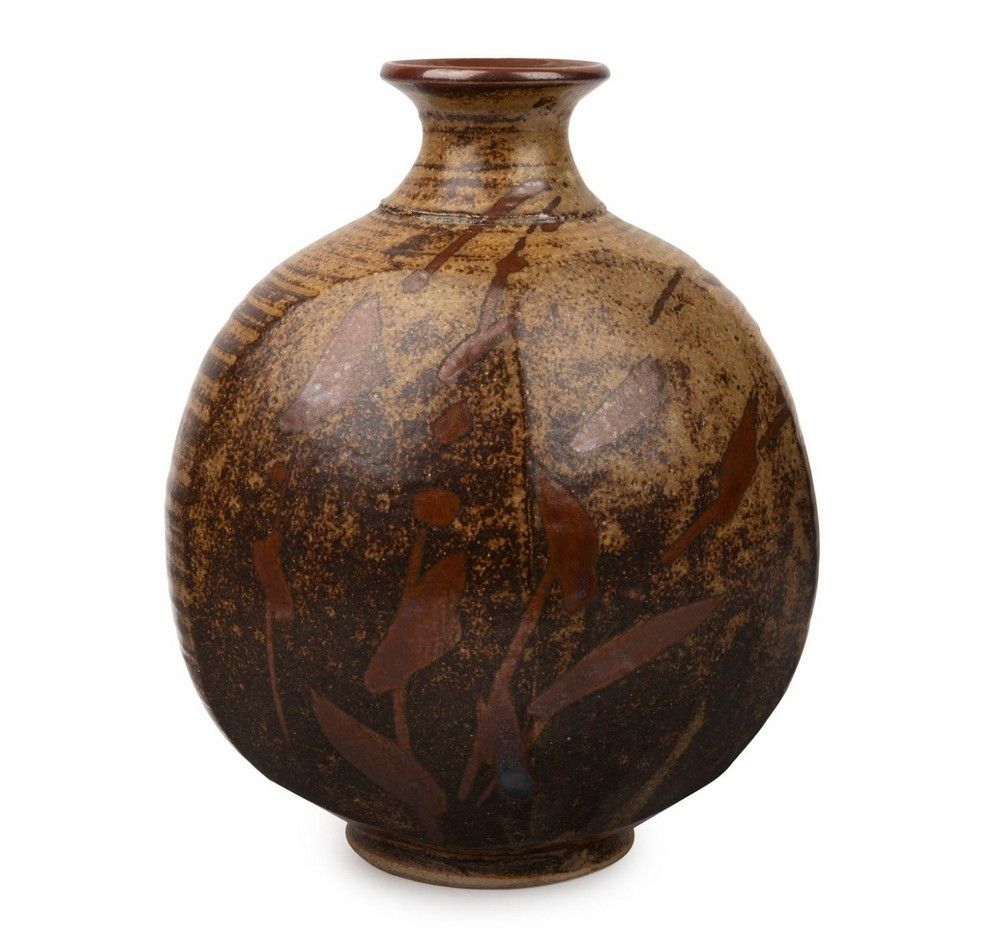 Shigeo Shiga Brown Glaze Studio Pottery Vase, 23.5 cm High - Australian ...