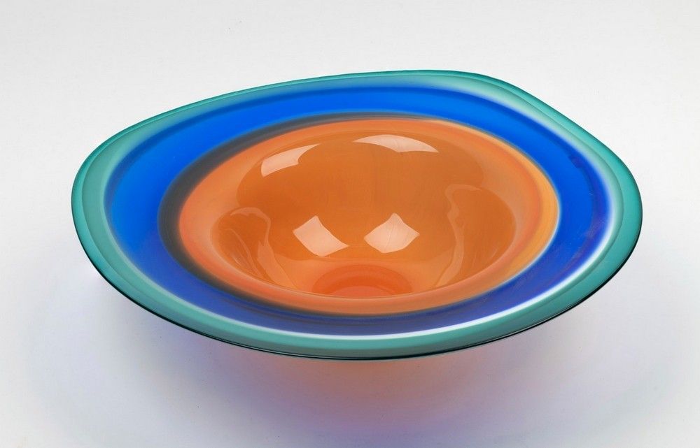 Eileen Gordon Studio Art Glass Fruit Bowl, Signed 12x44cm - Australian ...