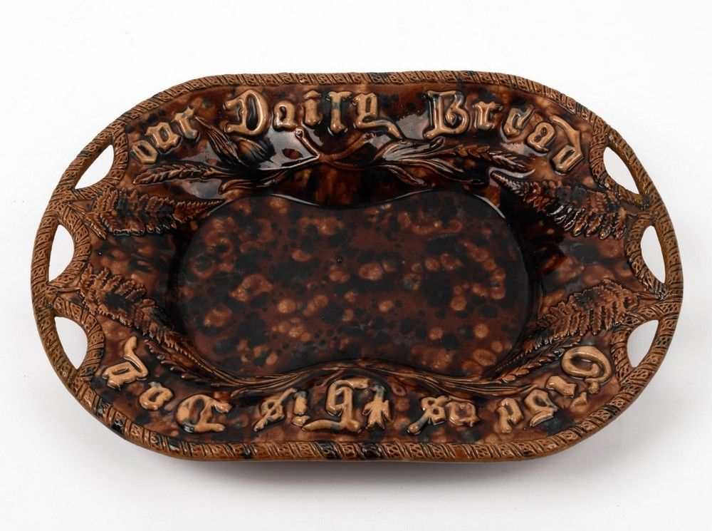 Lithgow Antique Pottery Bread Plate with Brown Mottled Glaze - Lithgow ...