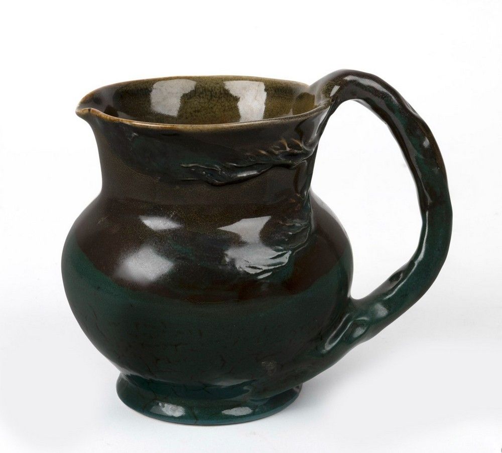 Cruffel Green Glazed Porcelain Jug with Tree Handle Decoration ...