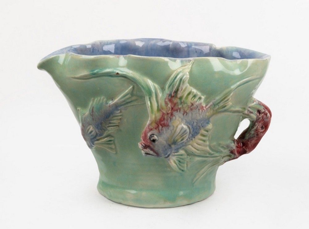 Castle Harris Green and Blue Glazed Pottery Vase with Fish - Castle ...