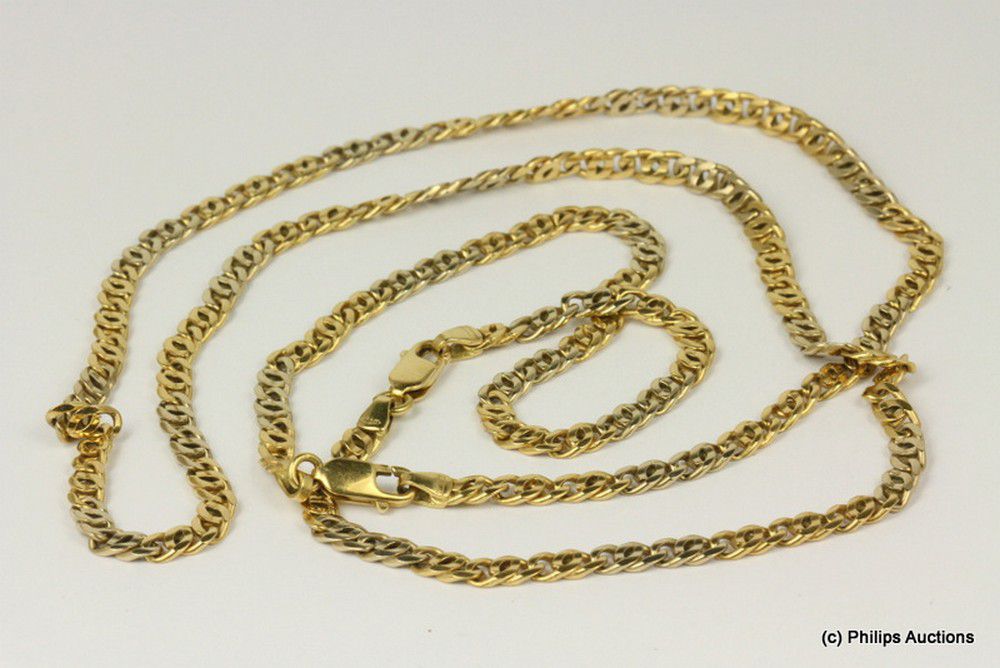 18ct Two-Tone Gold Chain with Adjustable Length - Necklace/Chain ...