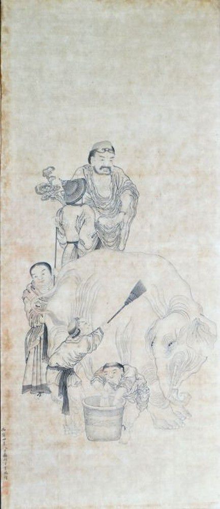 Elephant Washers in Chinese Ink - Art - Oriental