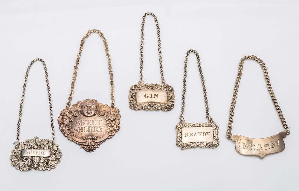 19th Century Sterling Silver Decanter Labels Collection with Modern ...