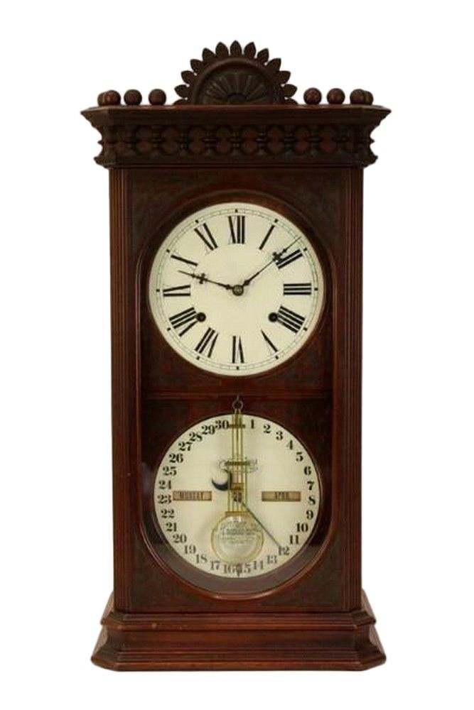 19th Century Ithaca Double Dial Calendar Shelf Clock, Mahogany Case ...