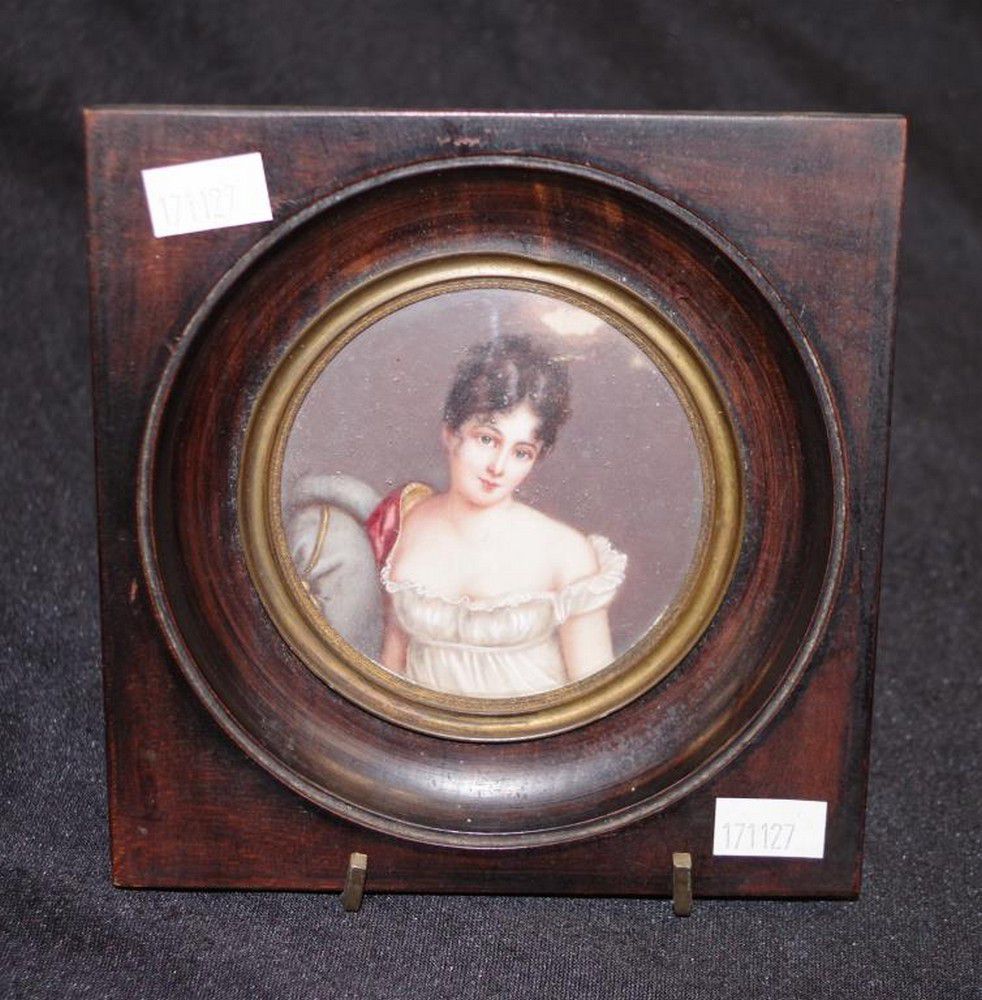 Handpainted Lady Portrait Miniature in Ornate Frame - Miniatures ...