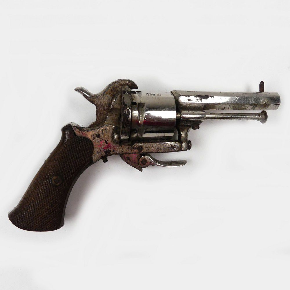 Small Chrome Pinfire Revolver with Folding Trigger - Firearms - Pistols ...