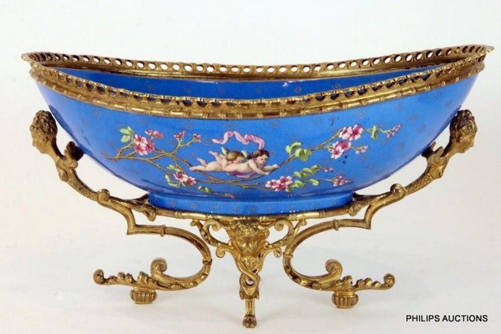 Dutch porcelain centerpiece bowl with gilt bronze mount, c1850 - Zother ...