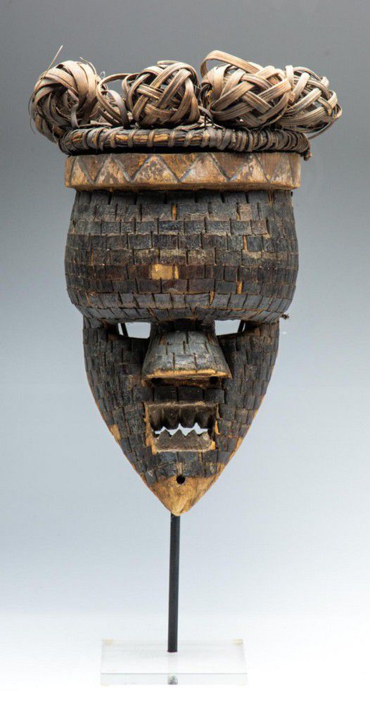 African Salampasu Mukinka Mask on Stand - African - Tribal