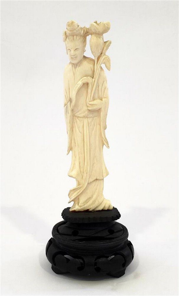Chinese Ivory Court Lady with Lotus - Ivory - Oriental