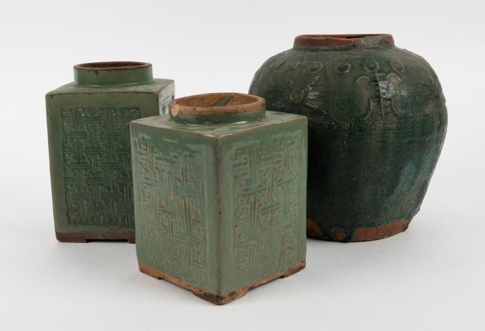 Green Glazed Chinese Ceramic Pots, 19th-20th Century, 21cm High ...