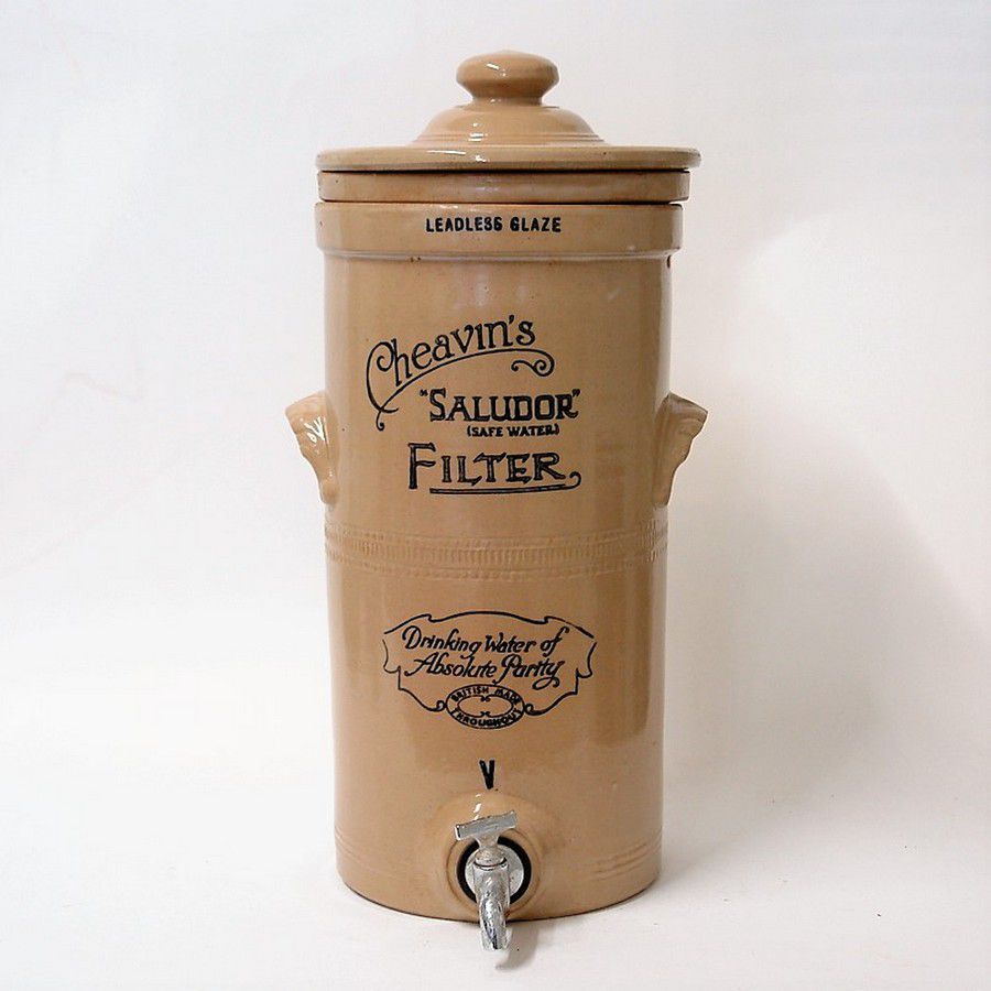 Vintage Cheavin's Stoneware Water Filter with Spigot - Zother - 19th ...