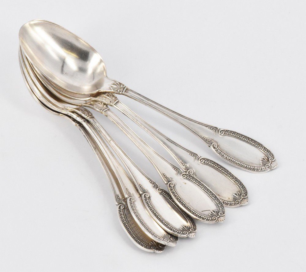 Italian 800 Silver Coffee Spoons - Set of 6 - Flatware/Cutlery and ...