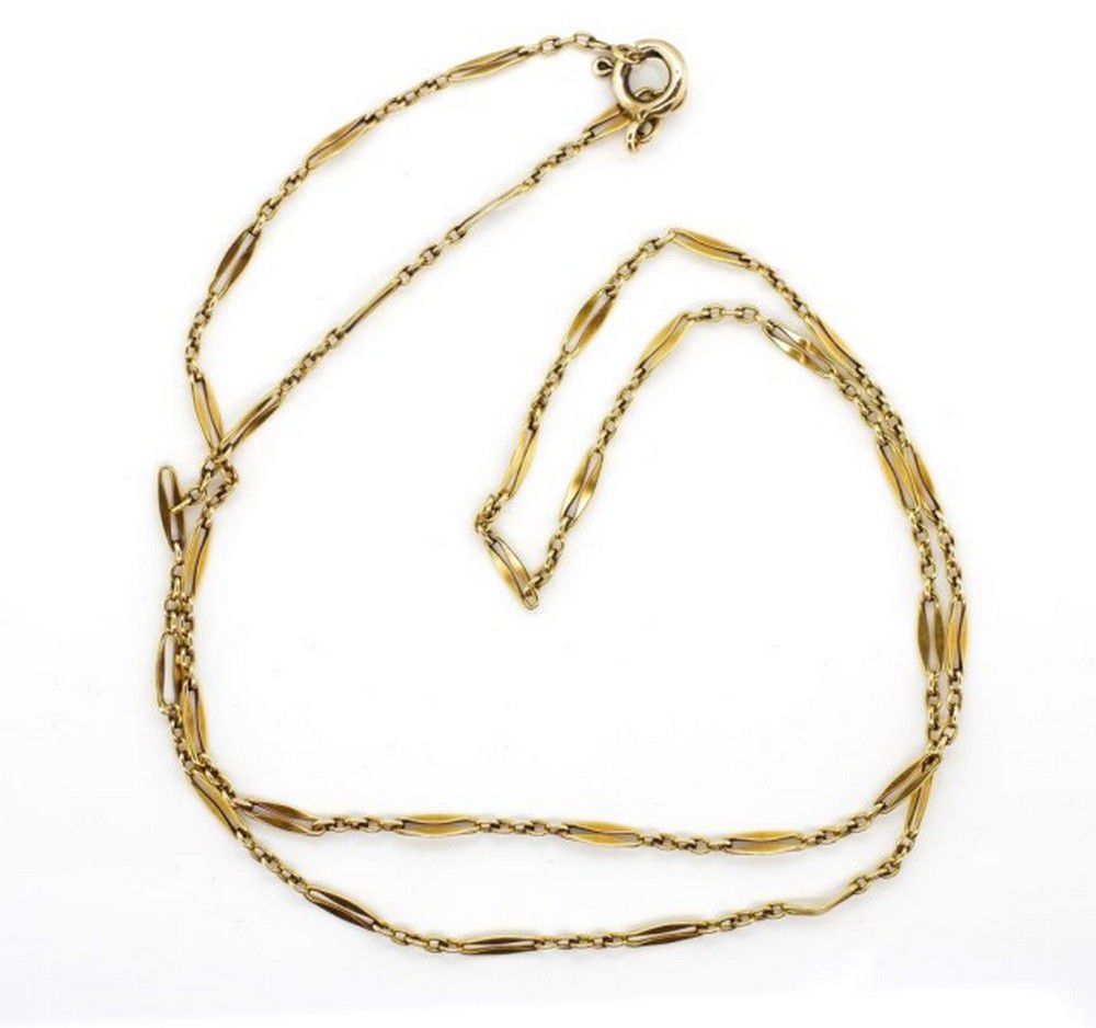 9ct Gold Oval & Three-Link Chain, 48cm Length - Necklace/Chain - Jewellery