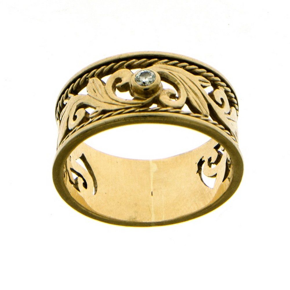 9ct Gold Diamond Scroll Ring, Size U - Rings - Jewellery