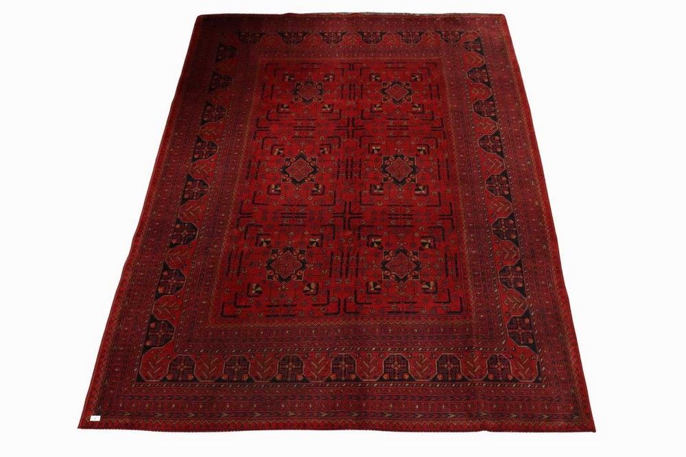 Pomegranate-Dyed Afghan Ansari Rug with Six Star Medallions - Rugs ...
