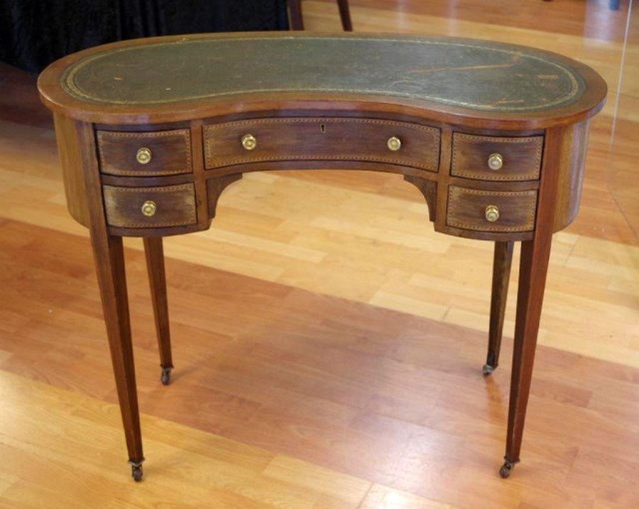 Maple Kidney Shaped Desk With Insert Writing Surface Desks Small 