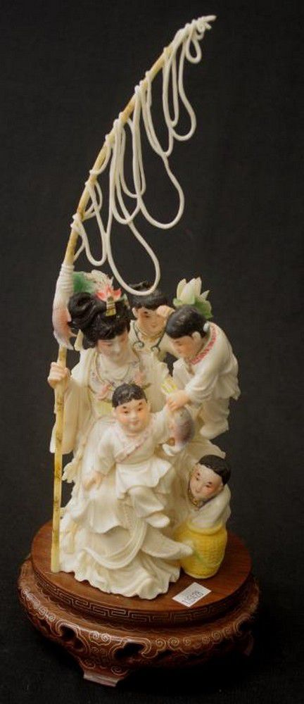 Carved Ivory Family with Flower - Ivory - Oriental