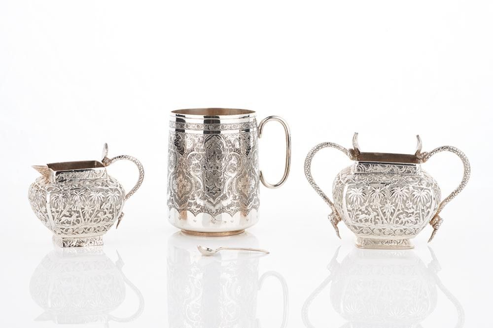 Antique Silver Middle-Eastern Mug and Indian Sugar Bowl Set - Mugs ...