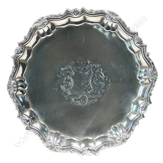 George II Silver Waiter with Armorial Crest, London 1743 - Trays ...