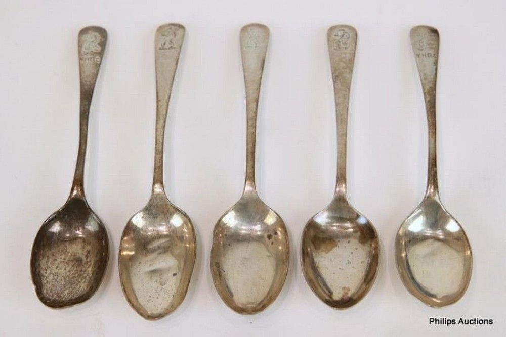 George V/VI Sterling Silver Teaspoons, Matching Old English Crested ...