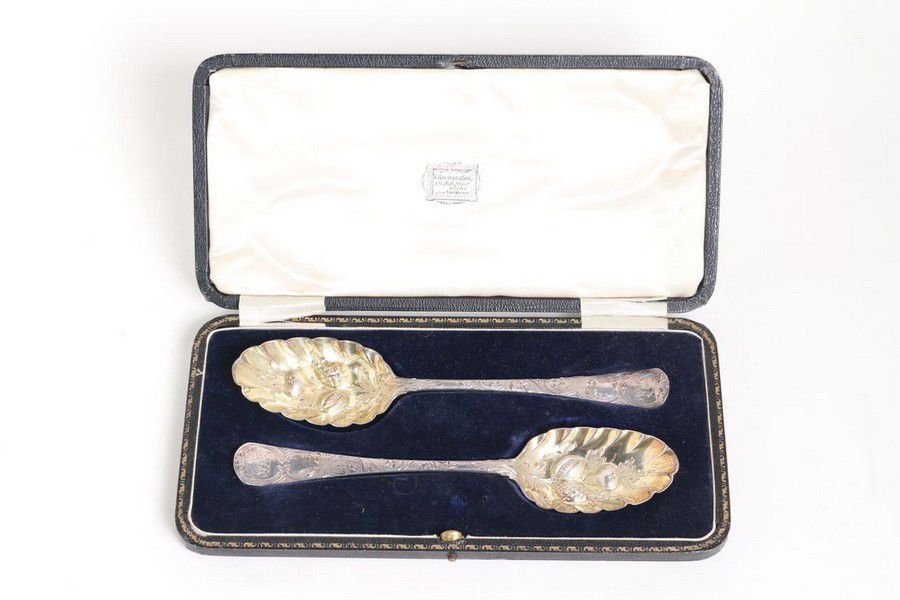 London Hallmarked Sterling Silver Berry Spoons, 1770/1774 - Flatware ...