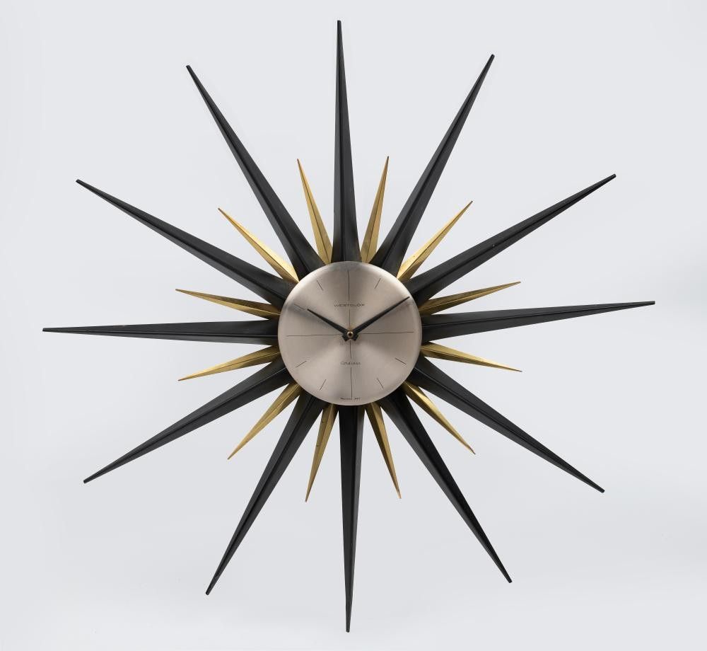 Westclox Starburst Clock: Black and Gold Brushed Metal Design - Clocks ...