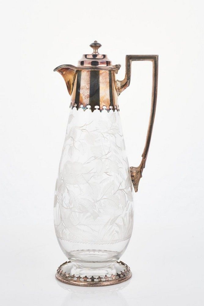 Silver-plated wine ewer with cut-glass design, English, 1900s - Jugs ...