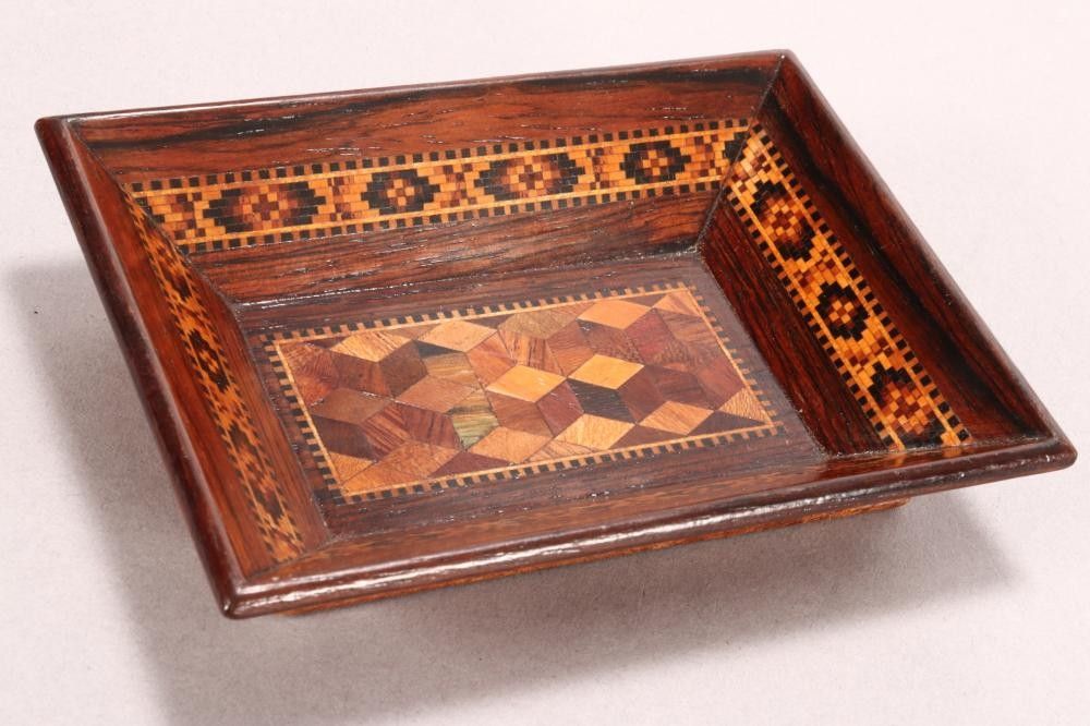 Victorian Tunbridge Ware Tumbling Block Motif Flared Pin Dish - Zother ...