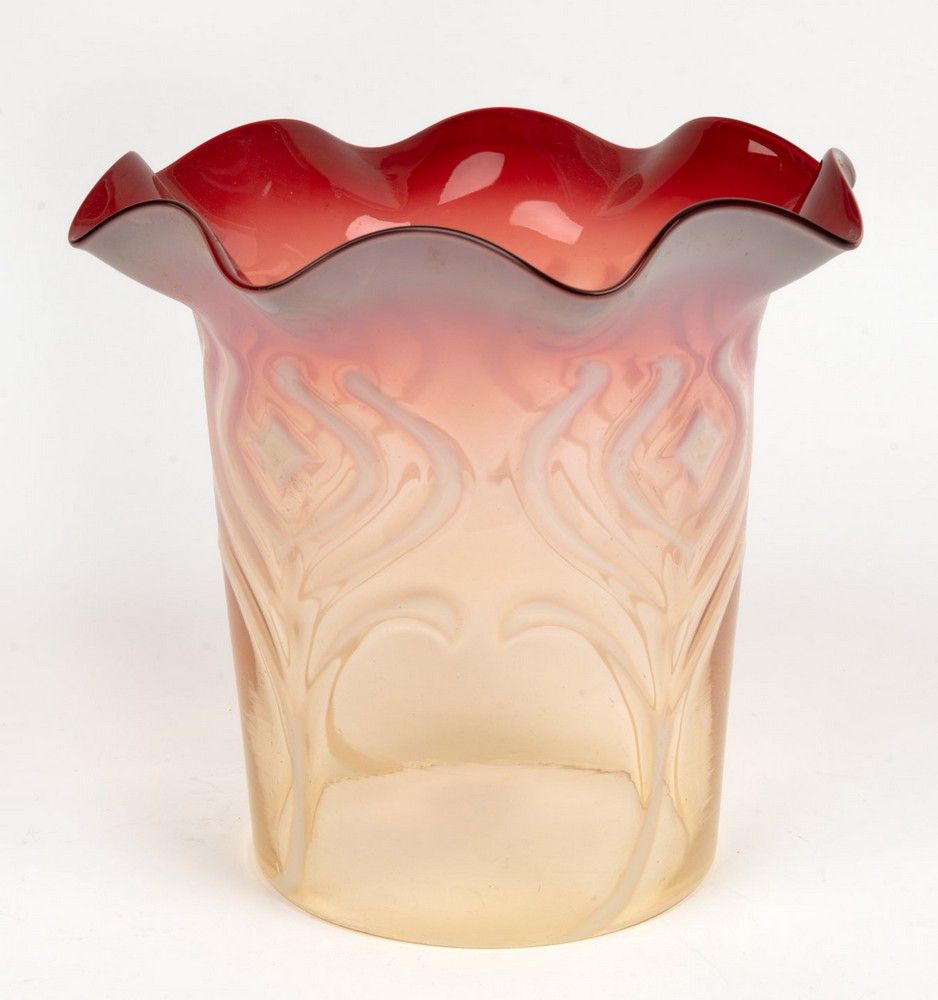 Antique Uranium and Ruby Vaseline Glass Gasolier Shade, 19th/20th ...