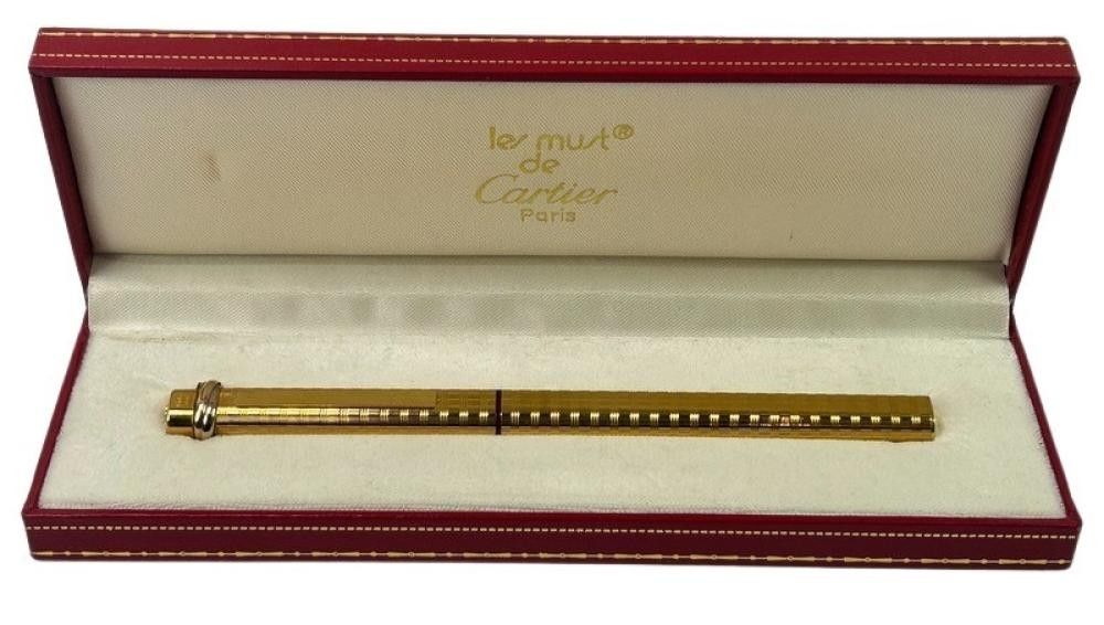 Cartier Gold Tone Ball Point Pen with Original Case Included - Writing ...