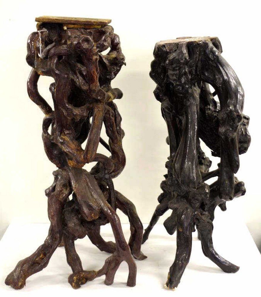 Chinese Tree Root Stands: Heights of 68 and 73 cm - Zother - Oriental