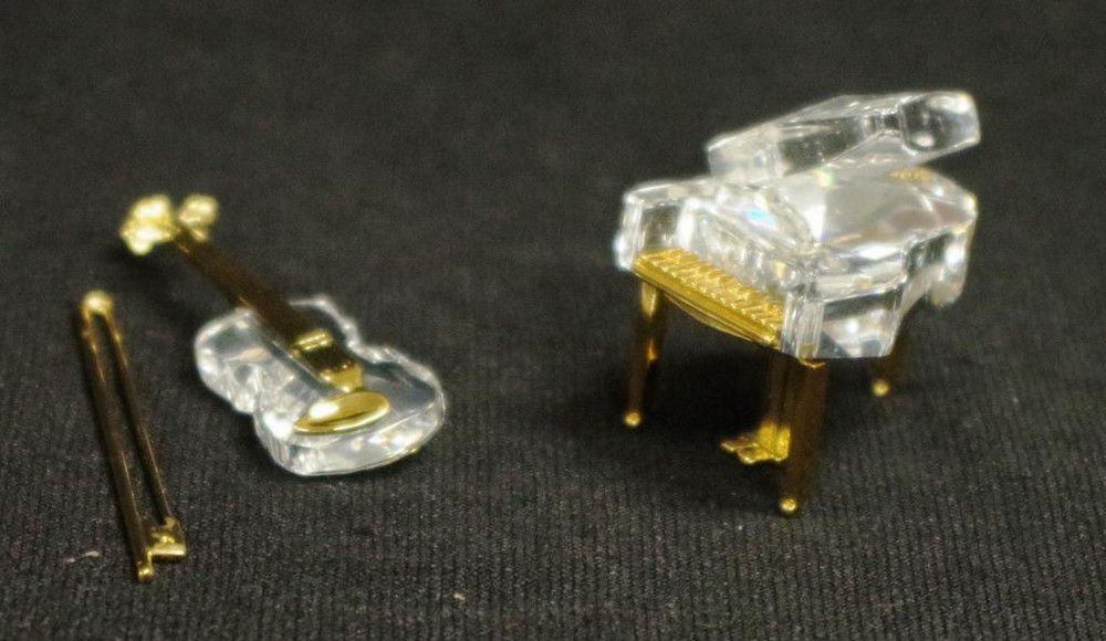 Swarovski Crystal Piano and Violin Set in Boxes - European - Glass