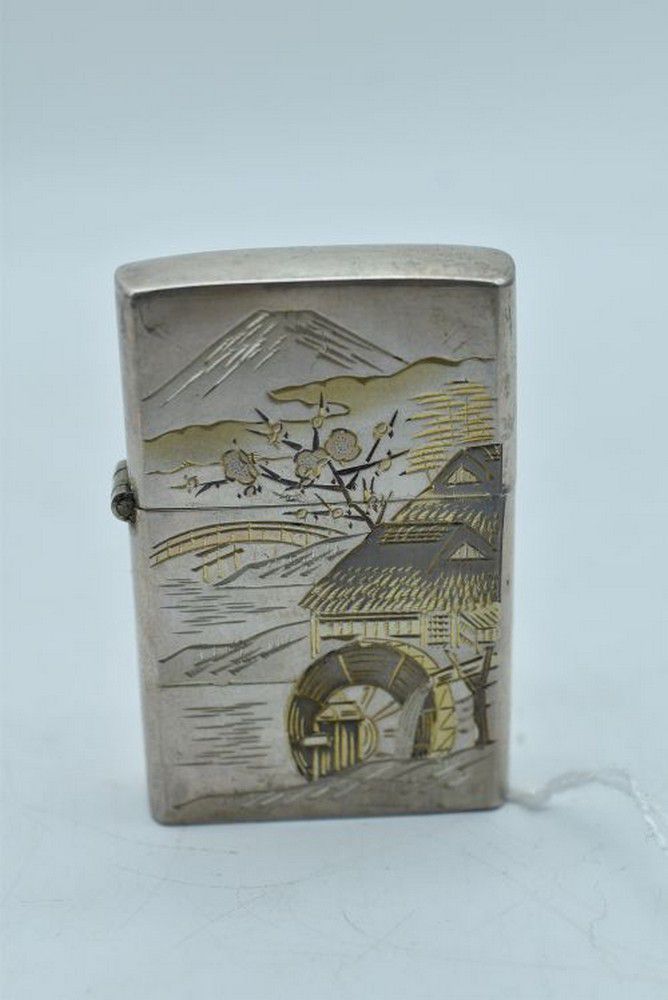 Japanese Sterling Silver Pagoda and Fuji Cigarette Lighter - Zother ...