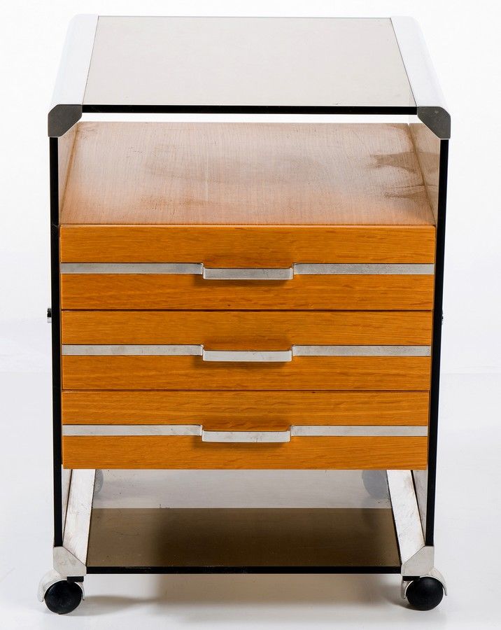 Italian Glass Telephone Table with Chrome Fittings - European ...