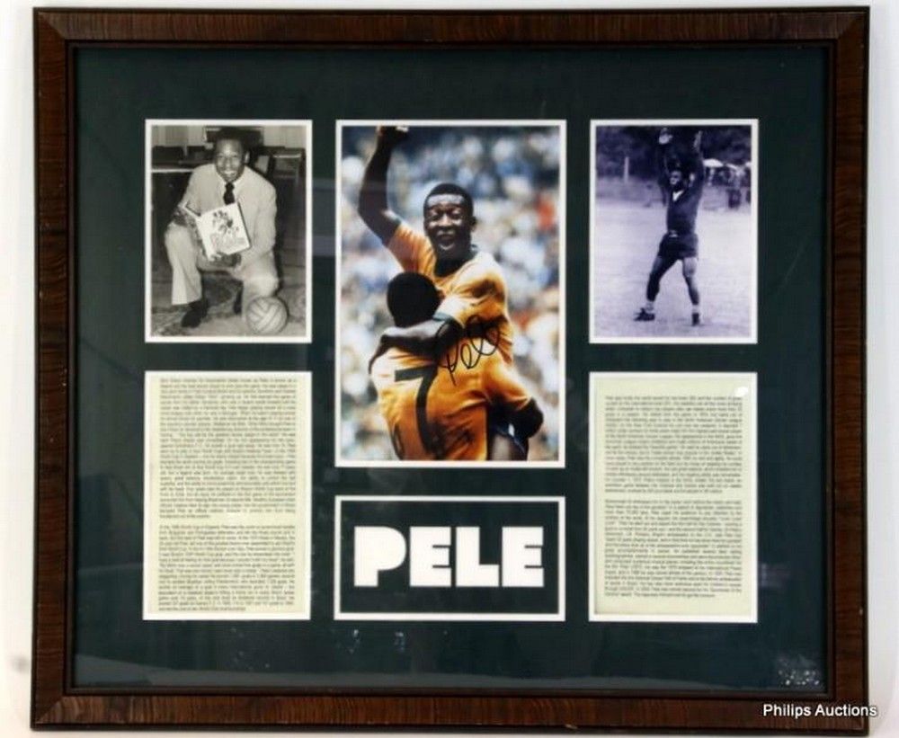 Pele Autographed Photo with Biographical Details in Framed Display ...