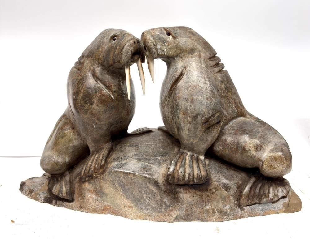 Carved Walrus Figures in Ivory from Corrington's Skagwa Alaska - Zother ...