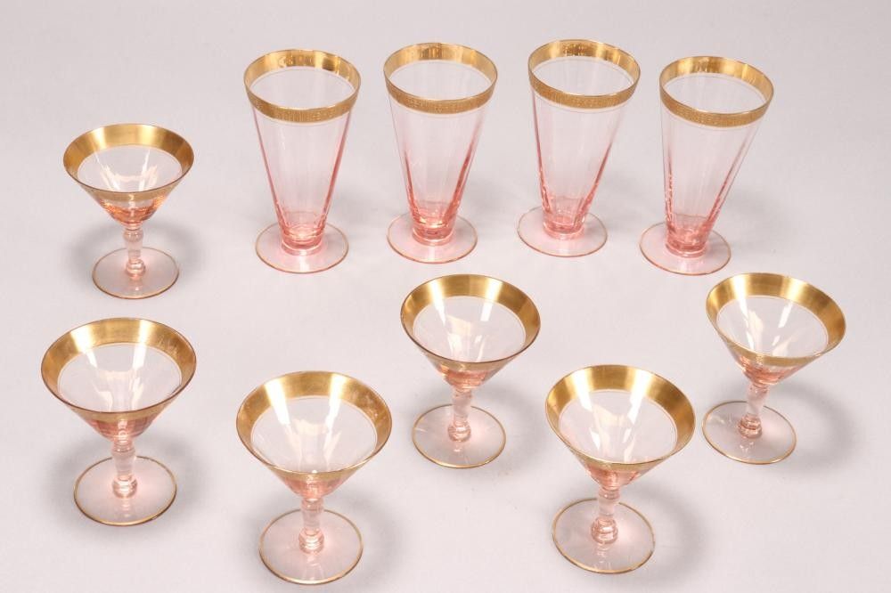 Assorted Pink Cocktail Glasses with Gilt Rims, Set of 10 - Alcohol ...