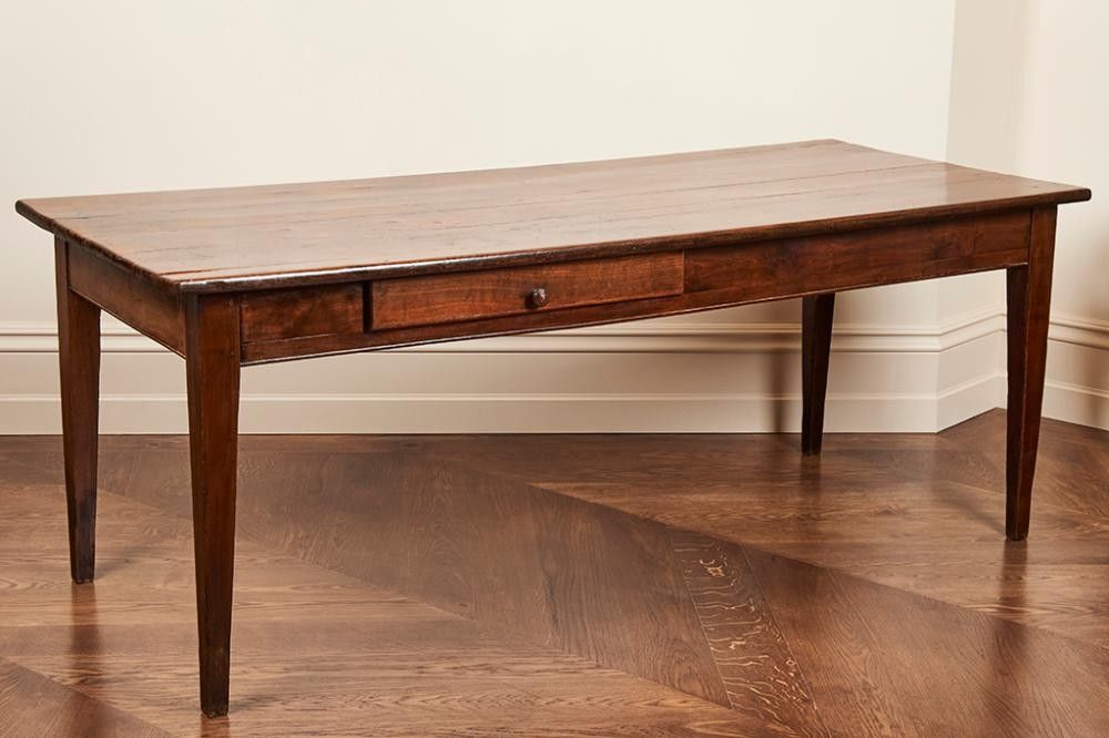 French 19th Century Fruitwood Farmhouse Table with Frieze Drawer ...