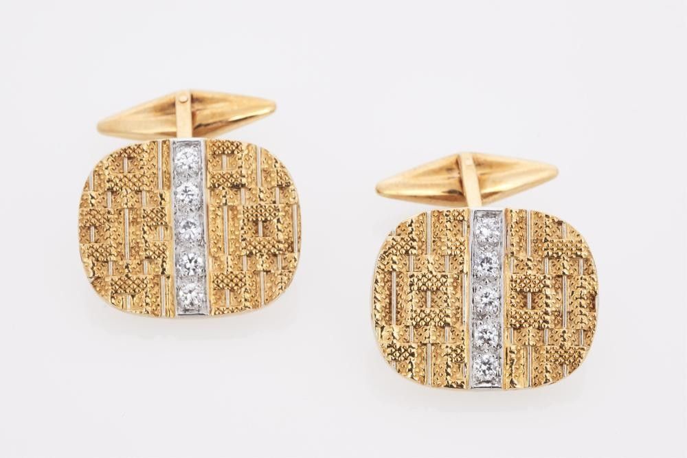 Italian Diamond and Gold Cufflinks with White Gold Detail - Cufflinks ...