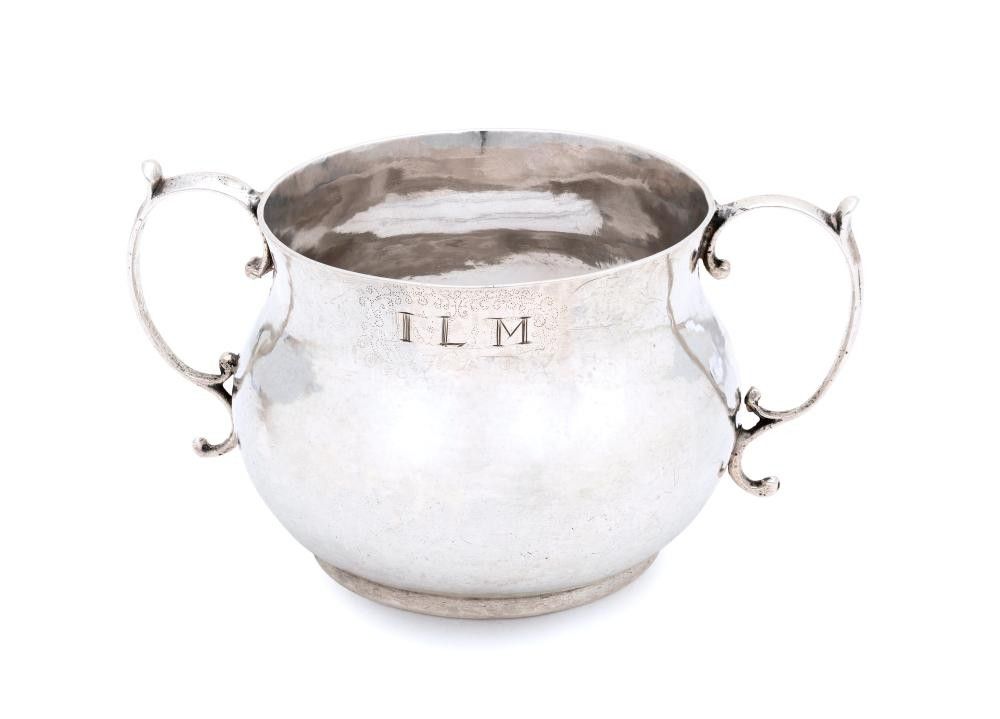 Charles II Sterling Silver Porringer, London 1671, Provenance: Justice ...