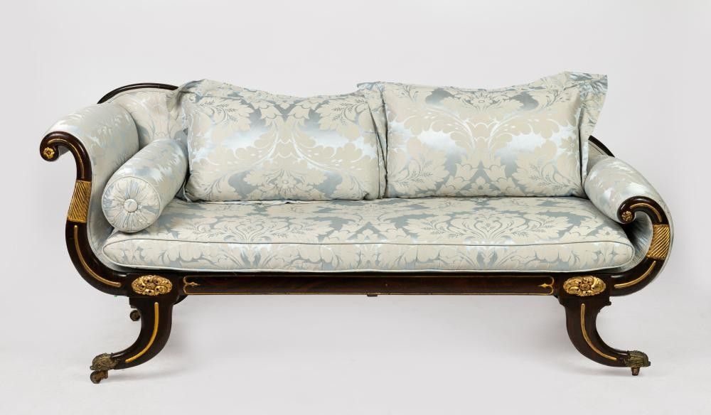 Regency Sofa with Gilded Details and Grained Finish, 83 cm - Seating ...