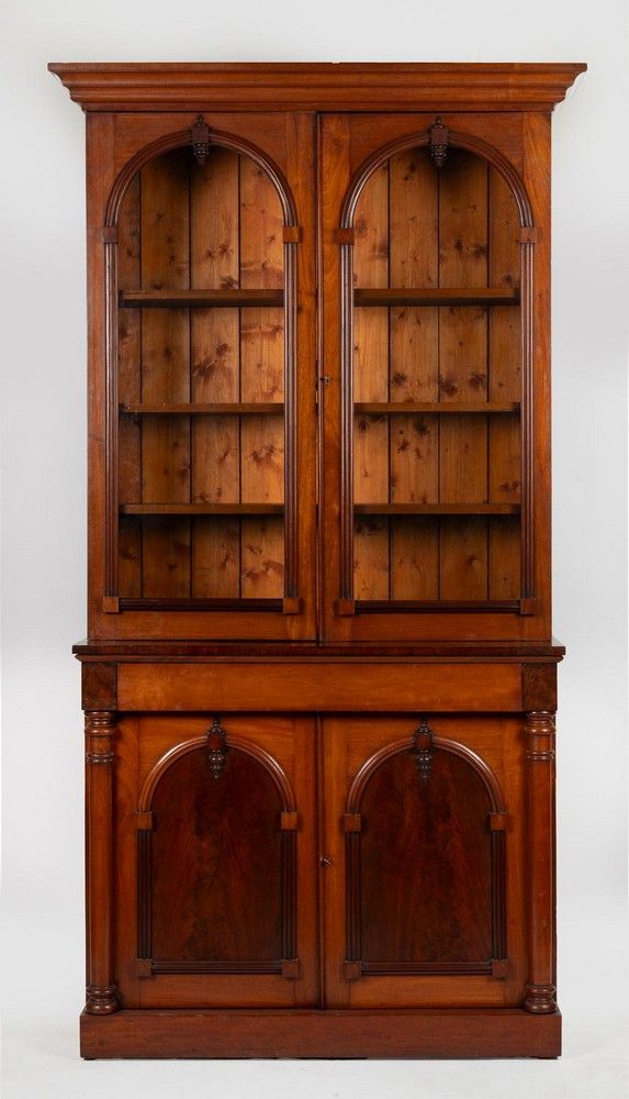 19th Century Cedar Bookcase with Glazed Doors and Cupboards - Bookcases ...