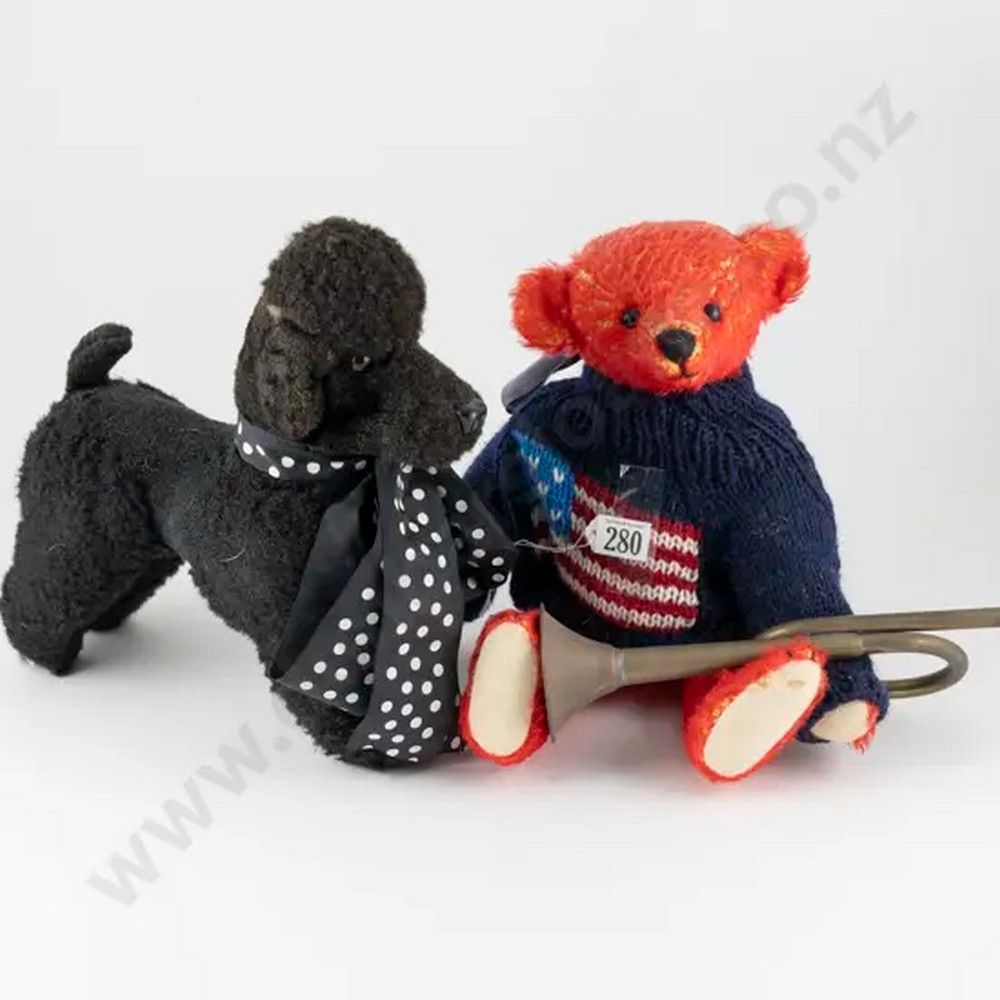 Handcrafted Red Teddy Bear, Poodle, and Brass Trumpet Set, 45cm - Teddy ...