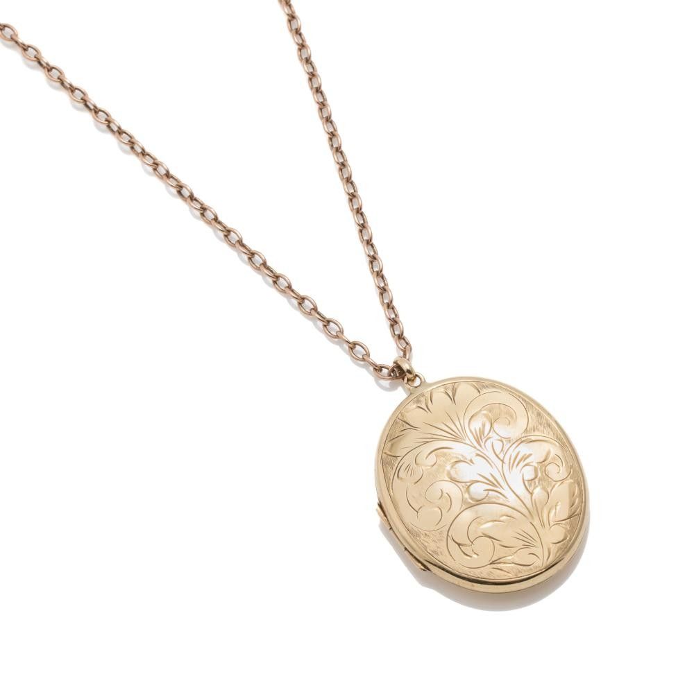 Vintage 9ct Gold Locket Pendant Necklace with Rose Gold Chain ...