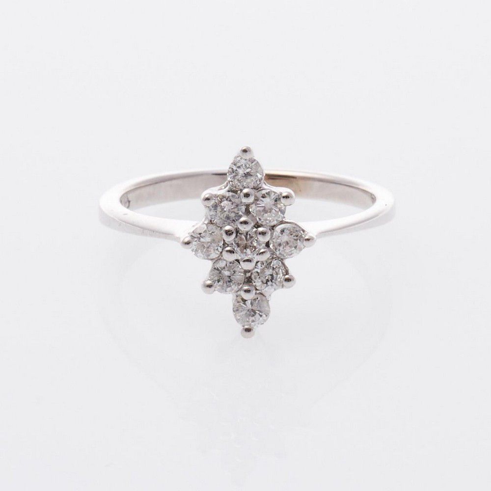 9 Diamond 0.50ct Ring in 14ct White Gold - Rings - Jewellery