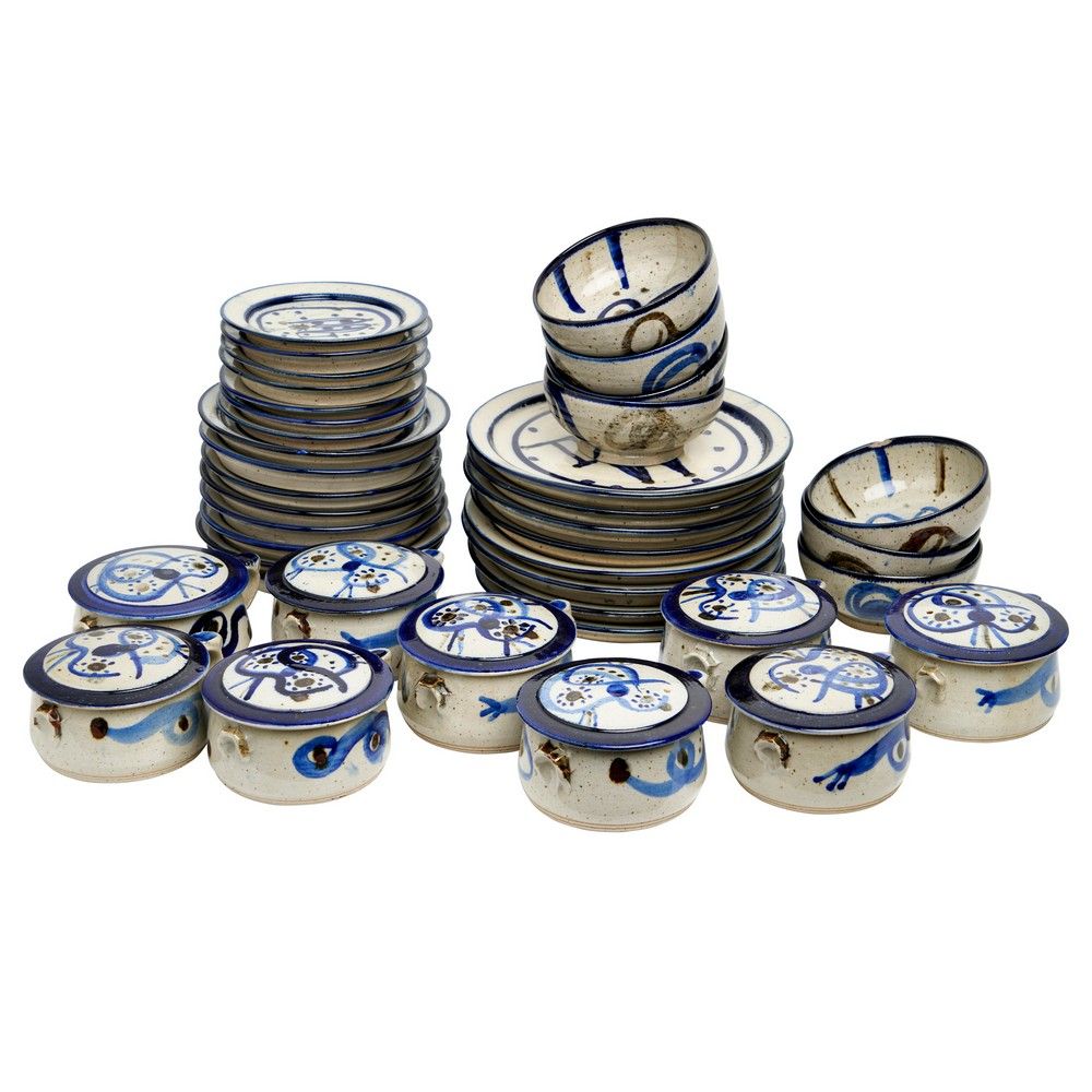 John Olsen decorated stoneware dinner service, Terry Whelan Suite, 1970 ...