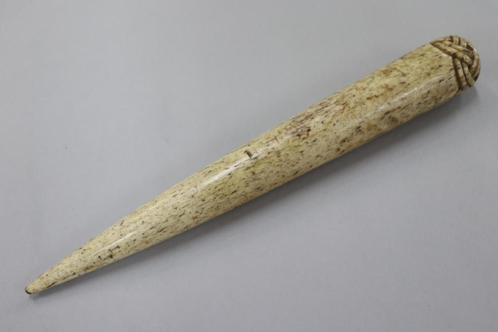 19th Century Whale Bone Fid with Rope Decoration - Whalebone worked ...