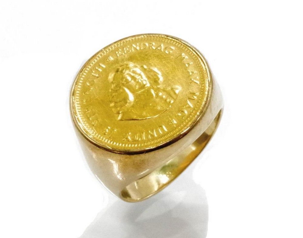 Gold Rand Coin Set Yellow Gold Ring, 9ct, Size P - Rings - Jewellery